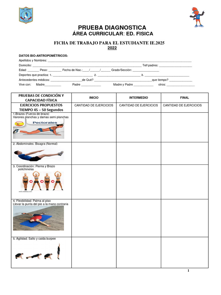 Ejercicios de Polichinelas en Educación Física | PDF