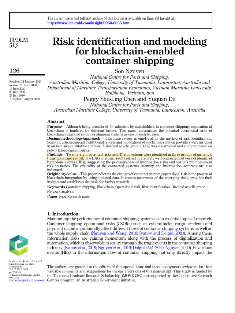 Blockchain Risks in Container Shipping | PDF | Risk