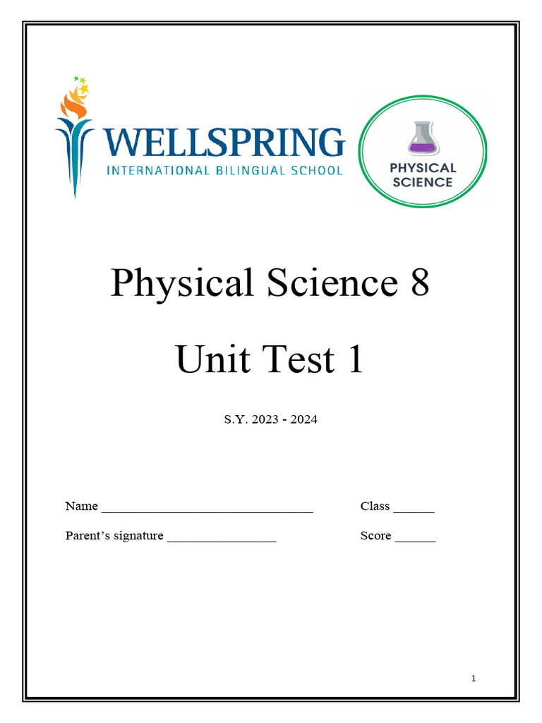 Grade 8 - Unit Test 1 - 1st Sem | PDF | Gases | Liquids