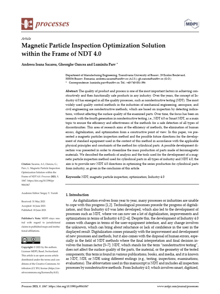 Magnetic Particle Inspection Optimization Solution | PDF ...