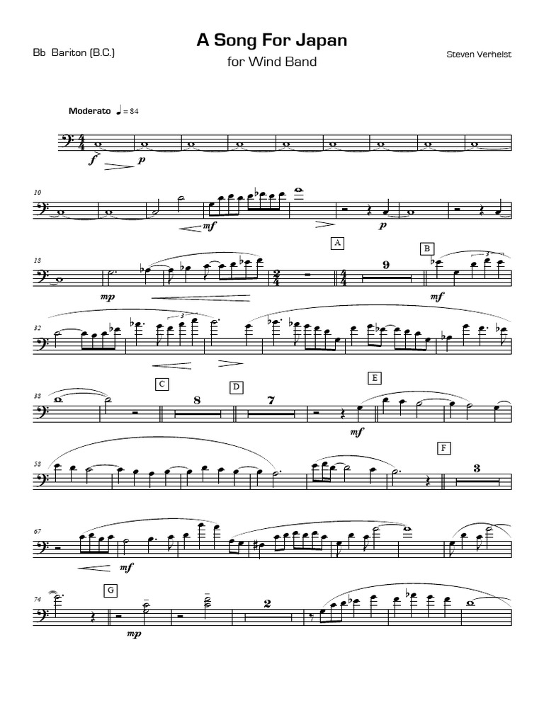 A Song For Japan - Solo & Wind Band Version - BB Baritone (B.C.) | PDF