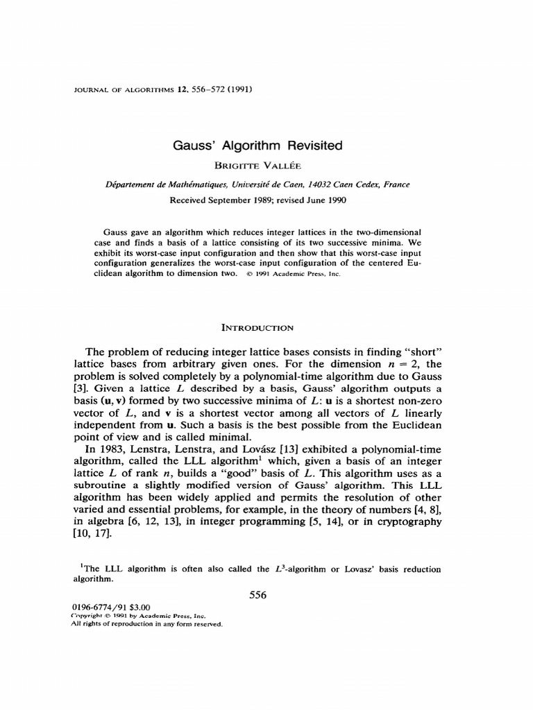 Gaussalgorithm Pdf Basis Linear Algebra Time Complexity 5377