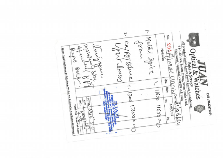 Optical Bill | PDF