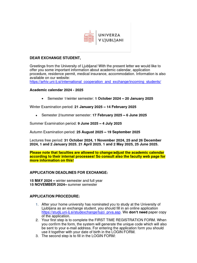 University of Ljubljana Exchange Guide | PDF | Dormitory | Engineering