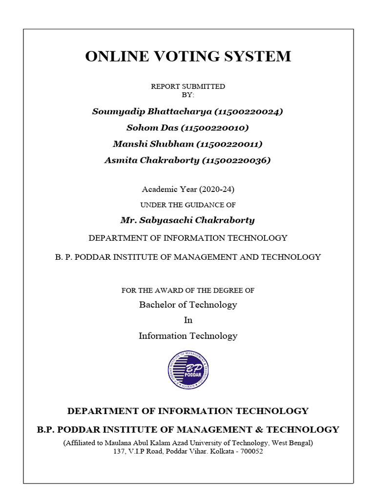 Final Project Report - A4 - Online Voting System Using Blockchain Technology | PDF | Integrated ...