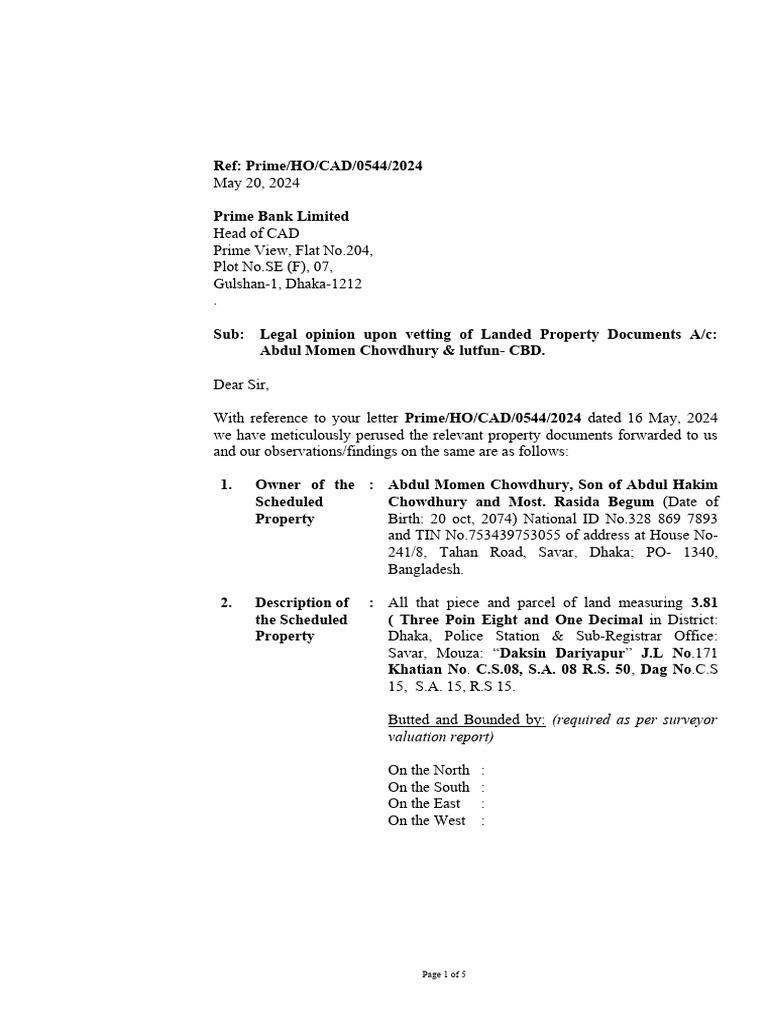 Legal Opinion on Property Ownership | PDF | Mortgages | Deed