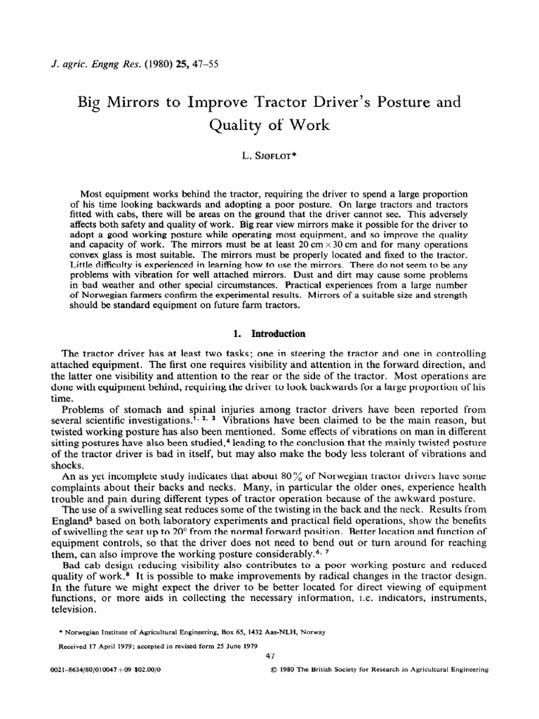 (Journal of Agricultural Engineering Research Vol. 25 Iss. 1) Sjoflot - Big Mirrors To Improve ...