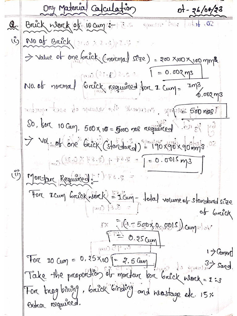 Dry Material Calculation | PDF