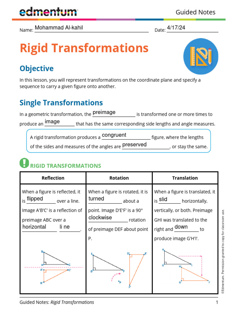 Rigid Transformation | PDF | Cartesian Coordinate System | Rotation