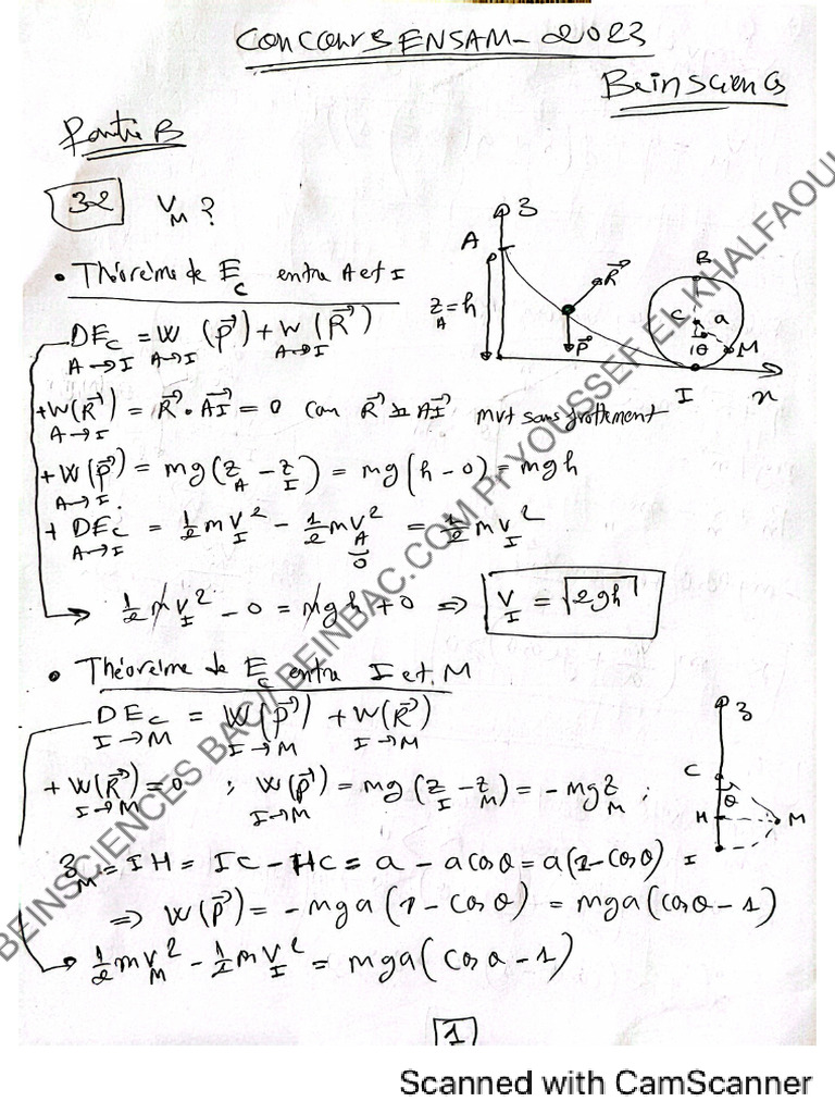 Corrigé Cnc Ensam 2023 Partie B_beinsciences | PDF