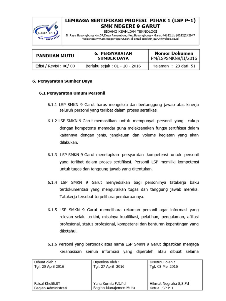 PM LSP 6. Persyaratan Sumberdaya | PDF