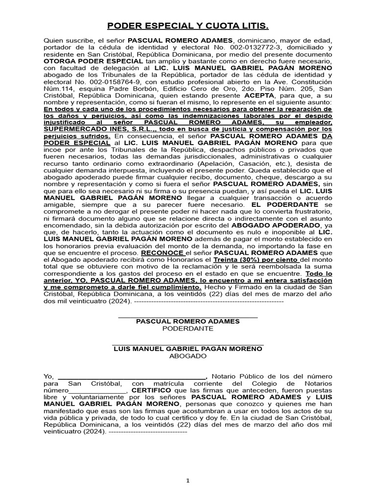 Poder - PASCUAL (1) - Pagan | PDF | Daños y perjuicios