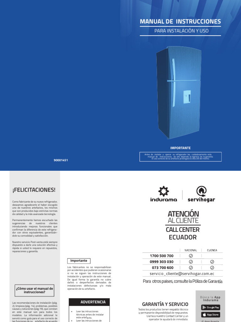 Indurama RI-480-QZ Fridge-Freezer | PDF | Refrigerador | Agua