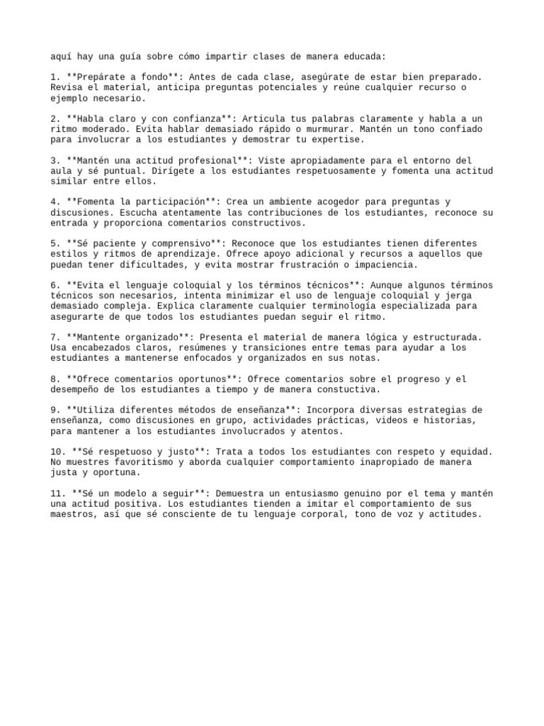 Impartir Clases, Educadadmente | PDF