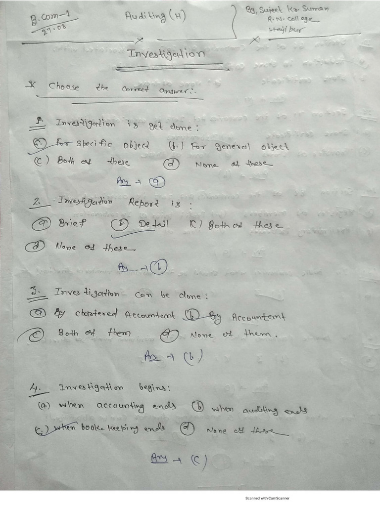 B. Com-1, Auditing, Investigation, Bysujeet Kr. Suman | PDF B. Com-1, Auditing, Investigation, Bysujeet Kr. Suman | PDF