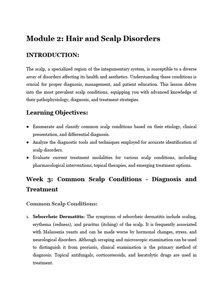 Module 2 - Hair and Scalp Disorders - N | PDF | Hair Loss | Psoriasis