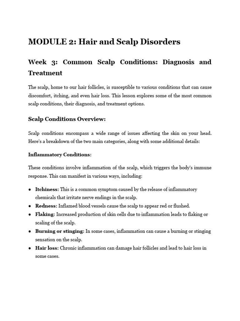 MODULE 2 - Hair and Scalp Disorders | PDF | Hair Loss | Dermatitis
