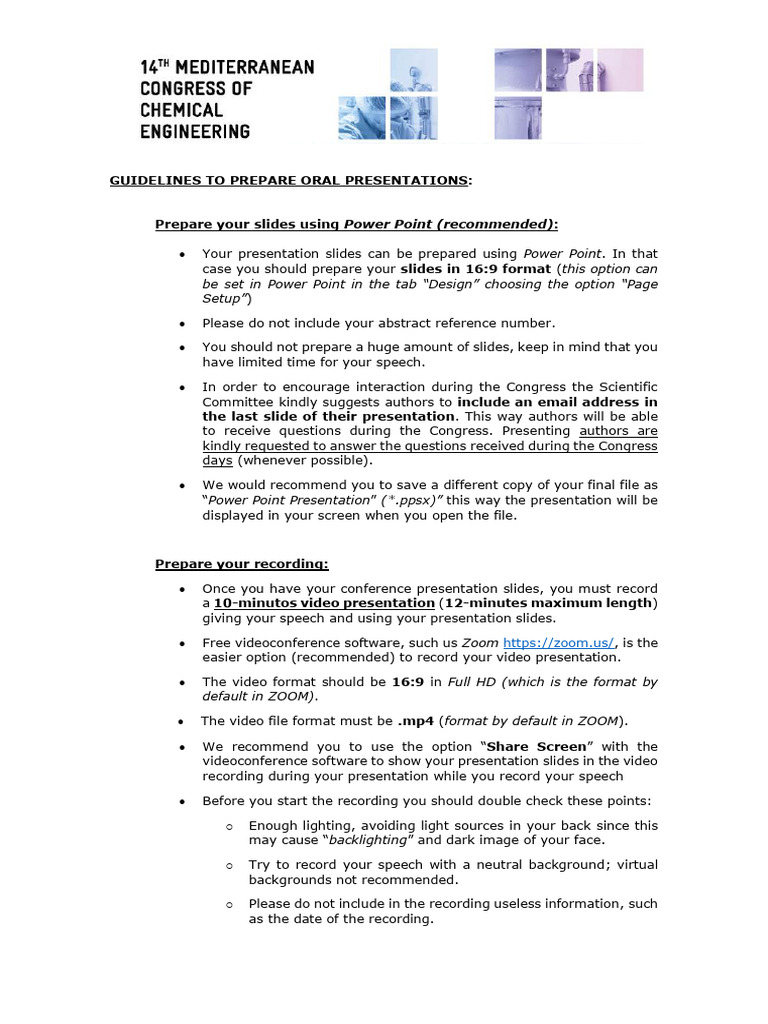 MeCCE-14 Oral Presentation Guidelines | PDF | Personal Computers | Computer Science