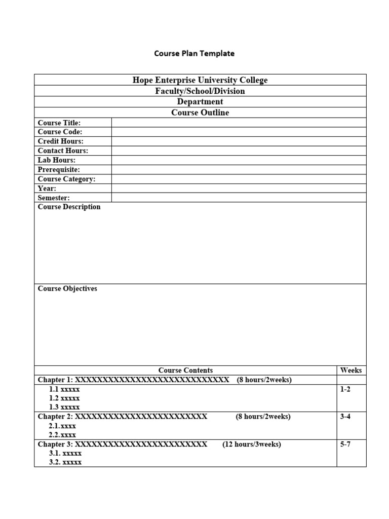 Revised Course Plan Template WZ Sample | PDF | Information System ...
