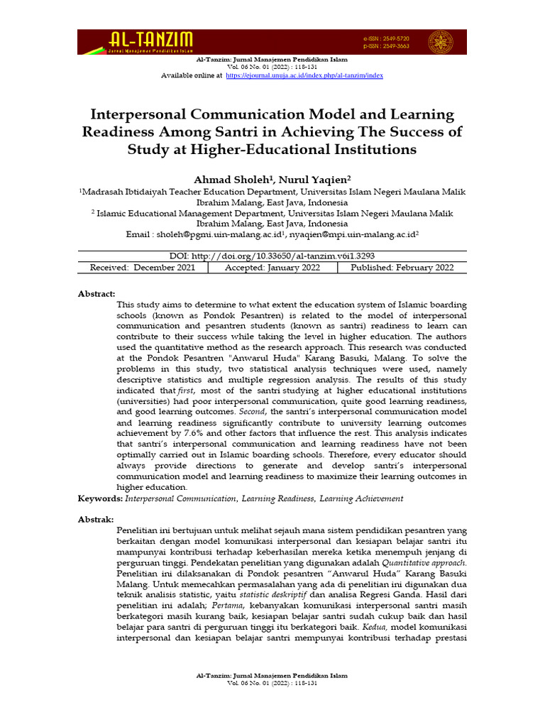Interpersonal Communication Model and Learning Rea | PDF ...