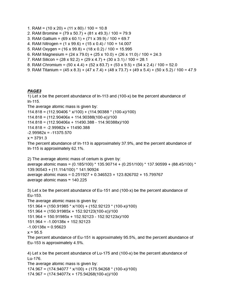 Chemistry Relative Mass | PDF | Materials | Chemical Substances