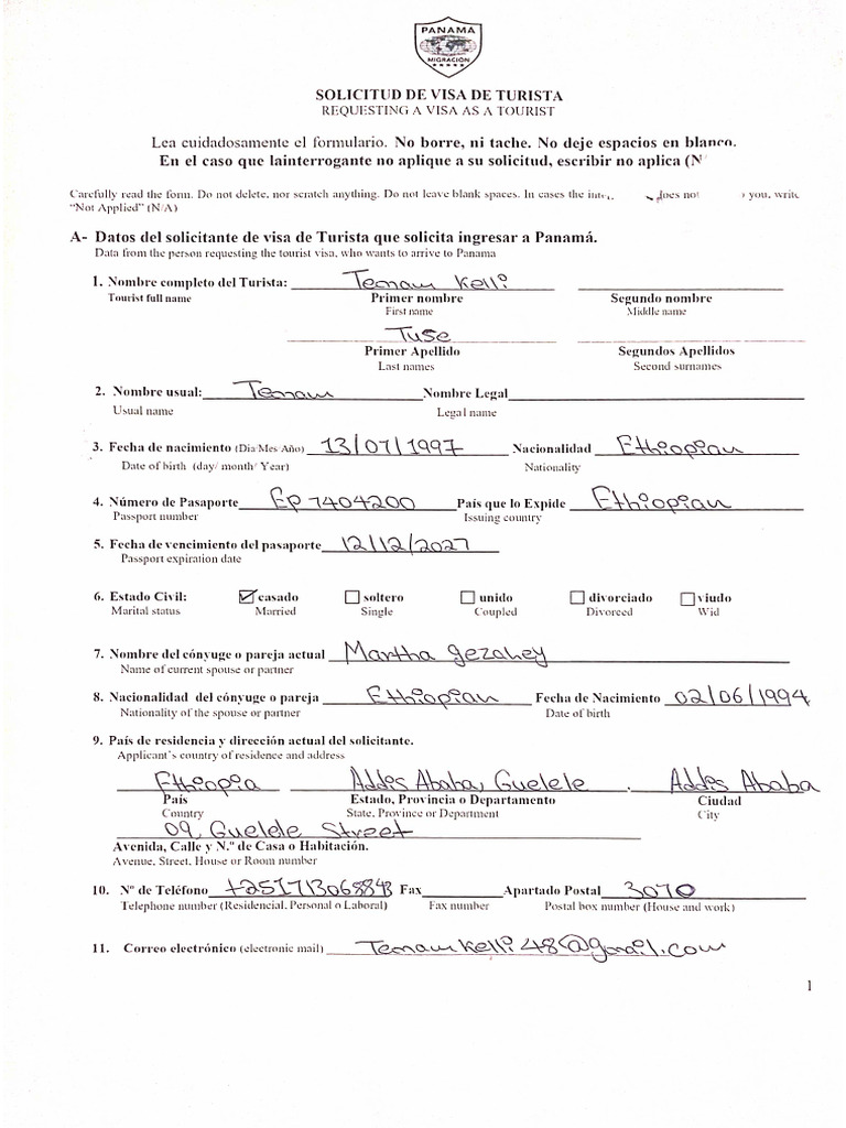 Temam Panama Application Form | PDF