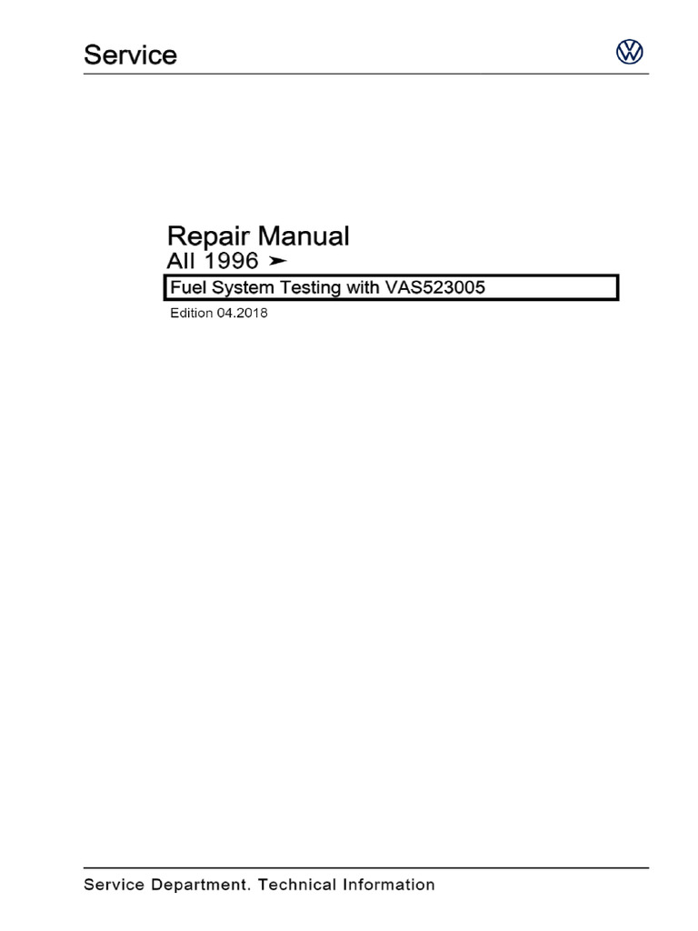 VW All Models - Fuel System Testing With VAS523005 | PDF