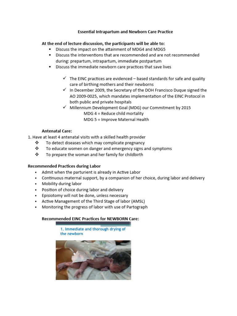 Essential Intrapartum and Newborn Care Practice | PDF | Childbirth | Breastfeeding