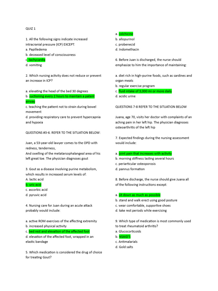 Ms Quiz Finals | PDF | Arthritis | Gout
