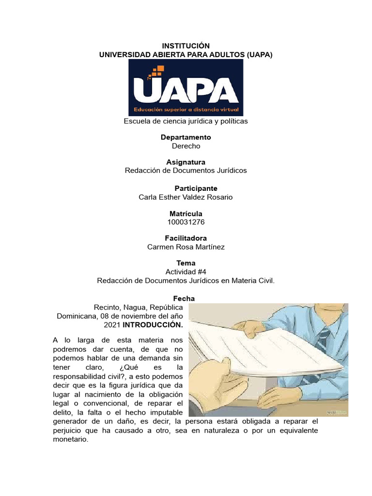 Redaccion de Documentos Juridicos Tarea 4 | PDF | Divorcio | Desalojo