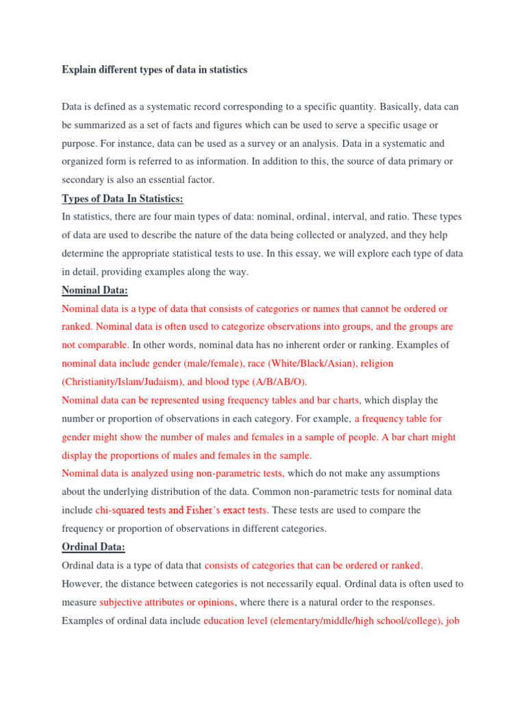 Data Types | PDF | Level Of Measurement | Statistics