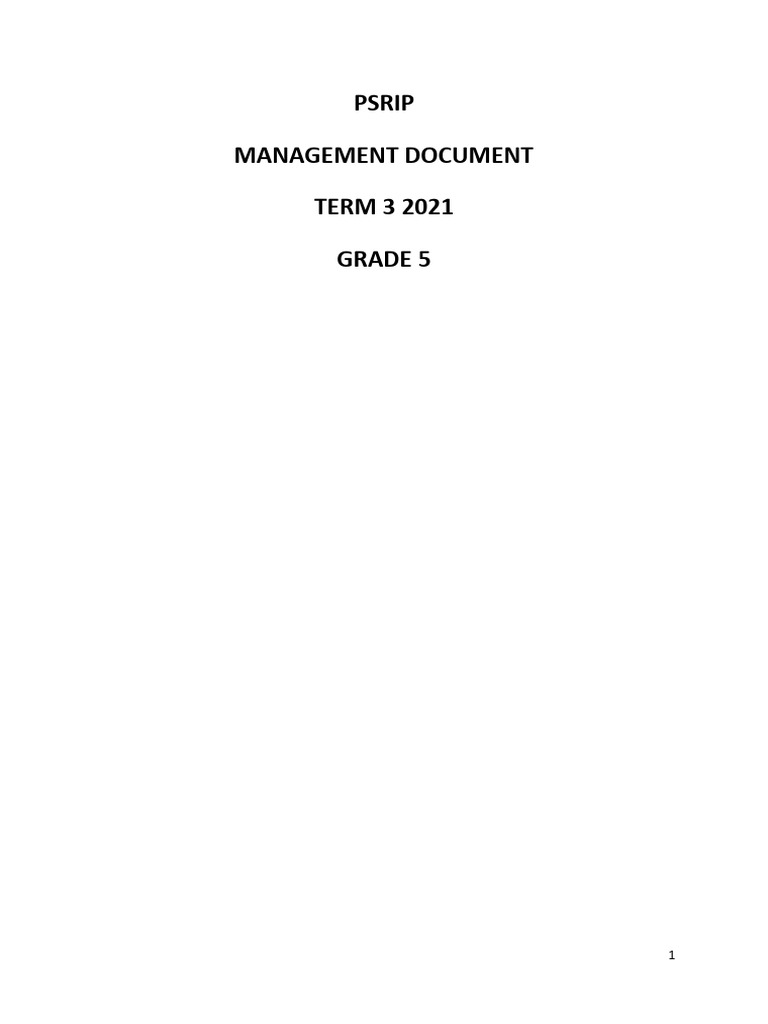 GR 5 Term 3 2021 Psrip Efal Management Document | PDF | Reading ...