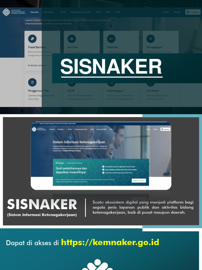 Panduan Pendaftaran SISNAKER Kemenaker | PDF | Karier & Perkembangan ...