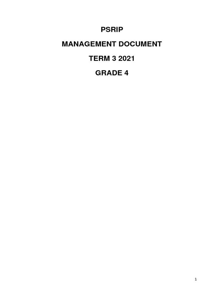 Grade 4 Term 3 PSRIP Management Guide | PDF | Phonics | Reading ...