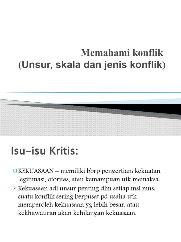 Memahami Konflik (Unsur-Unsur, Skala Jenis Konflik) | PDF