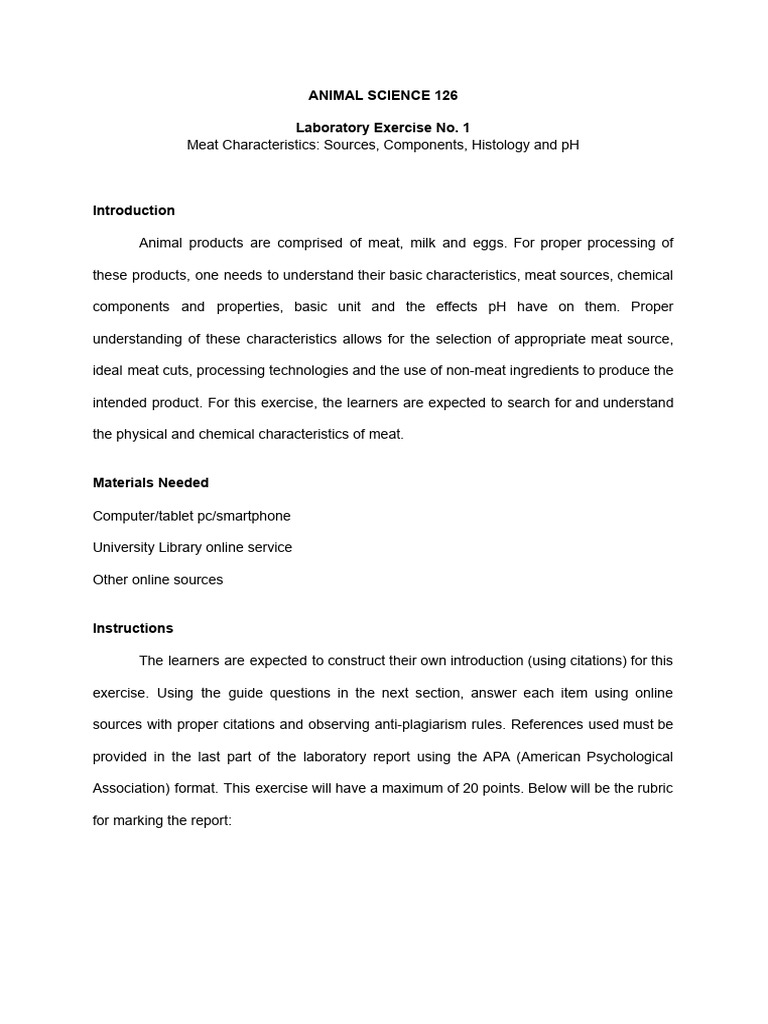 Animal Science Lab: Meat Analysis | PDF | Self-Improvement | Wellness