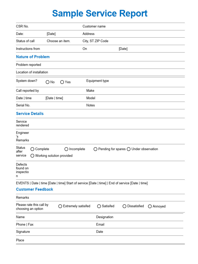 Service Report Template-649823510 | PDF