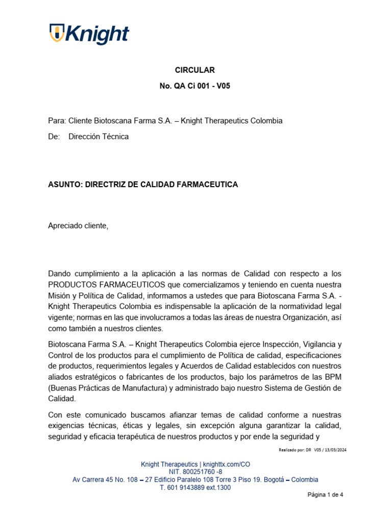 CIRCULAR No. QA Ci 001-V05 | PDF