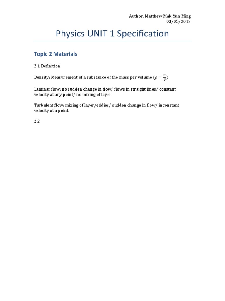 Physics UNIT 1 Specification | PDF