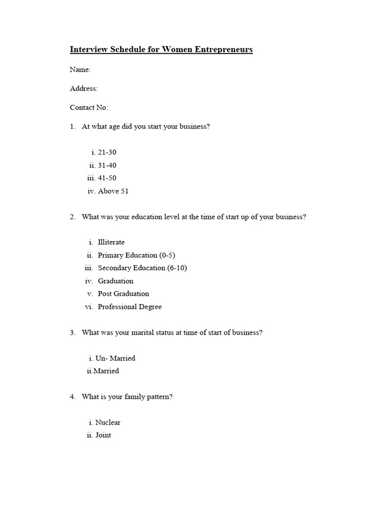Ph.d.-Thesis-Interview Schedule | PDF | Entrepreneurship | Business ...