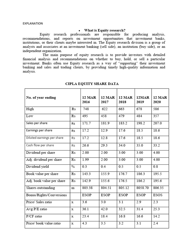 EXPLANATION | PDF | Stocks | Investing