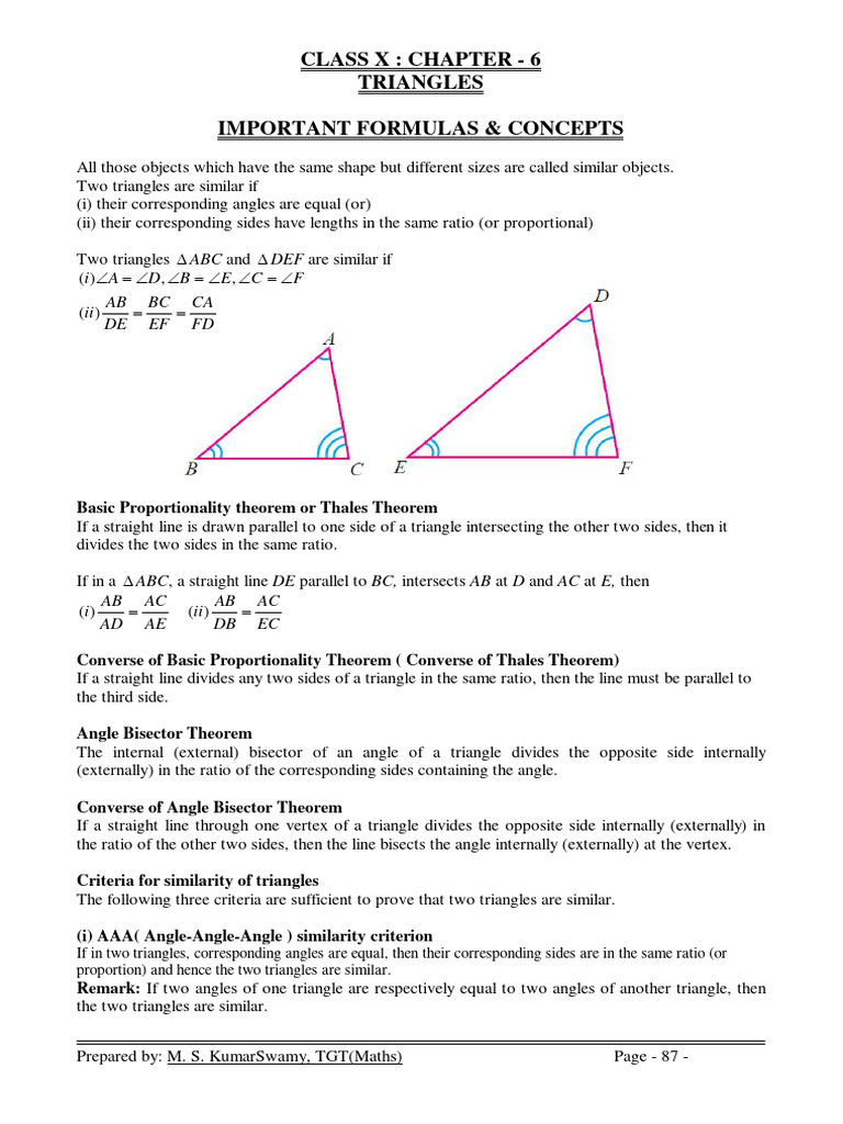 TRIANGLES Maths Class X Question Bank 91 106 | PDF | Triangle ...
