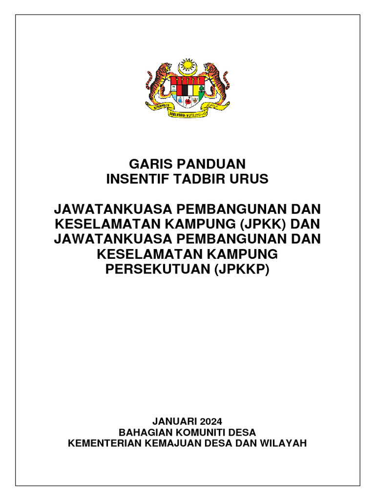 GARIS PANDUAN INSENTIF TADBIR URUS JPKK JPKKP 2024 - Januari 2024 | PDF