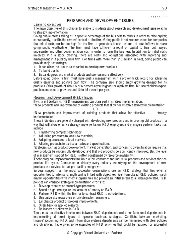 Handouts 39 | PDF | Strategic Management | Research And Development