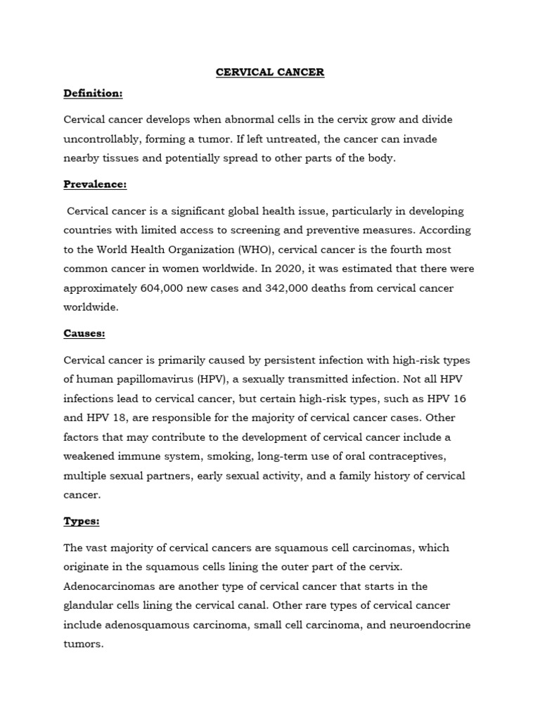 CERVICAL CANCER | Download Free PDF | Cervical Cancer | Cancer