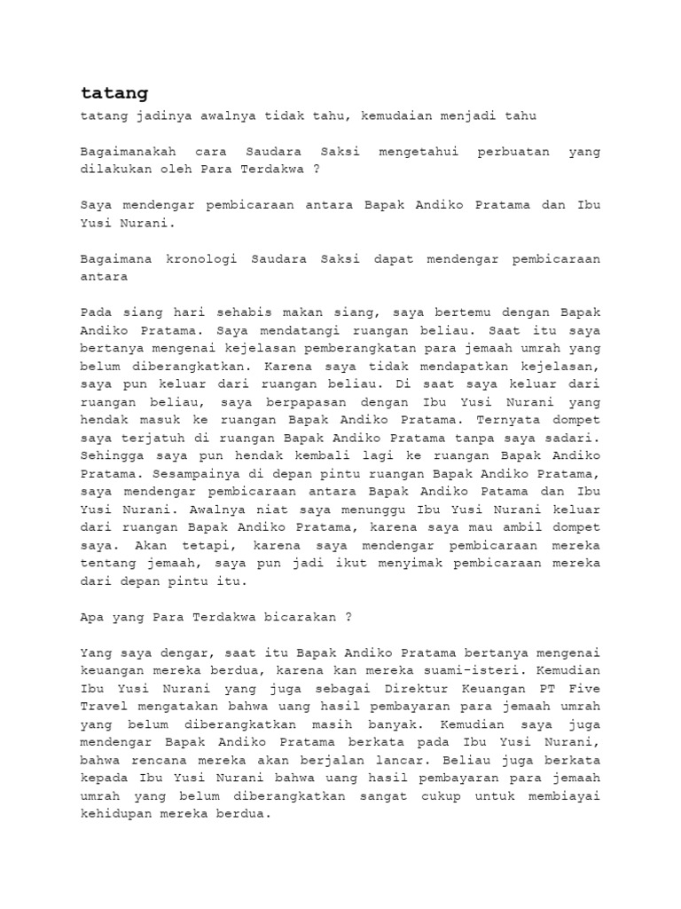 Tambahan Ba Sidang Dan Script Tatang | PDF