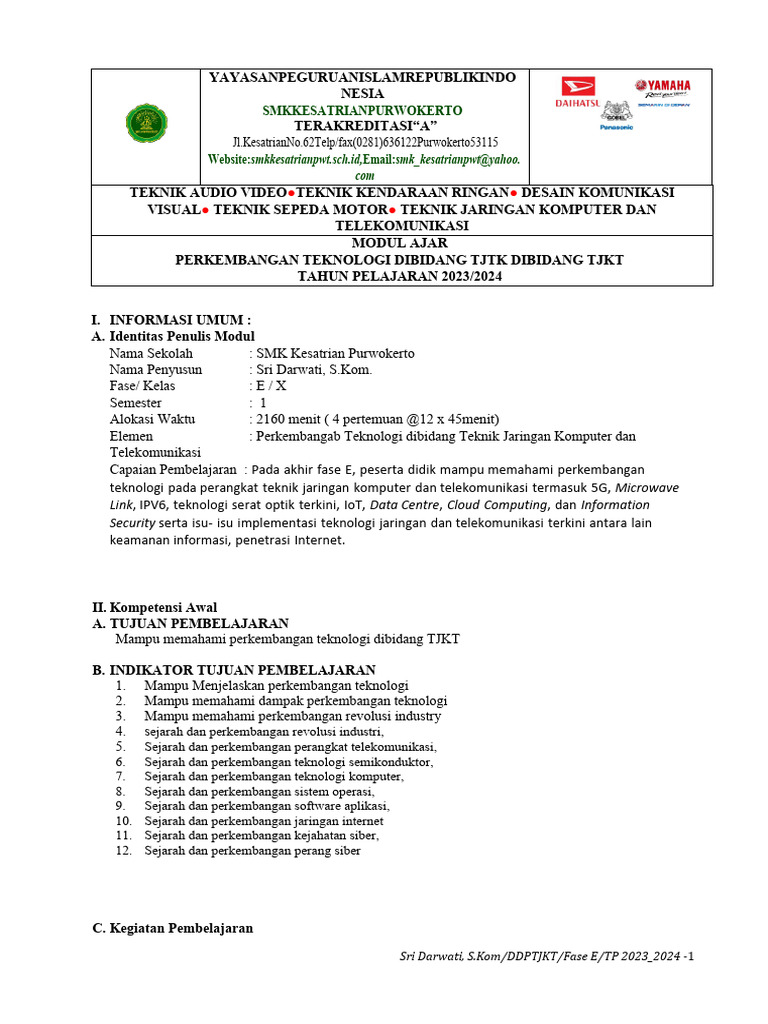 Form Modul Ajar Fase e KST - TP 2023 - 2024 Ma 5 | PDF