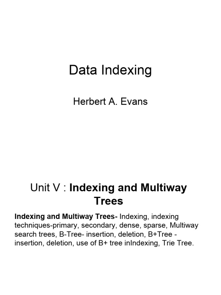 Unit V | PDF | Database Index | Databases