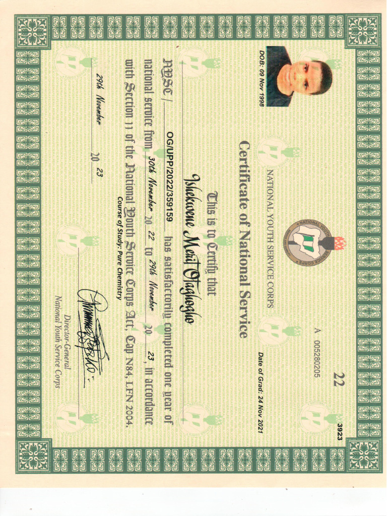 Certficate of National Service | PDF