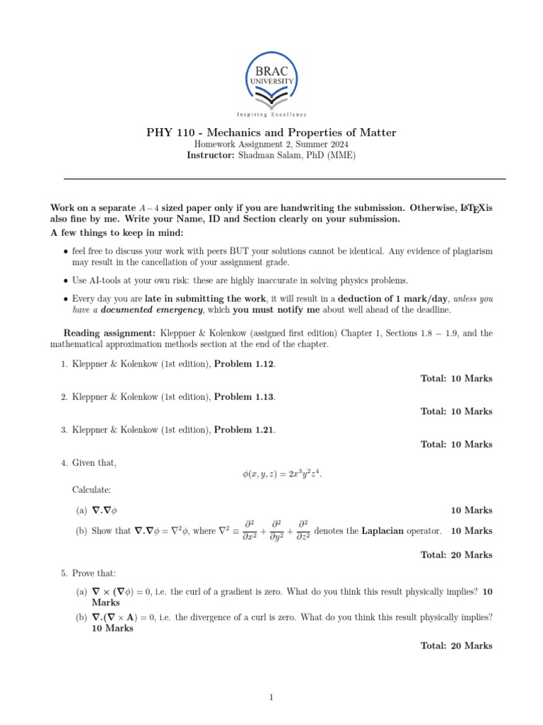 PHY 110 - Mechanics and Properties of Matter | PDF | Theoretical Physics | Mathematical Physics